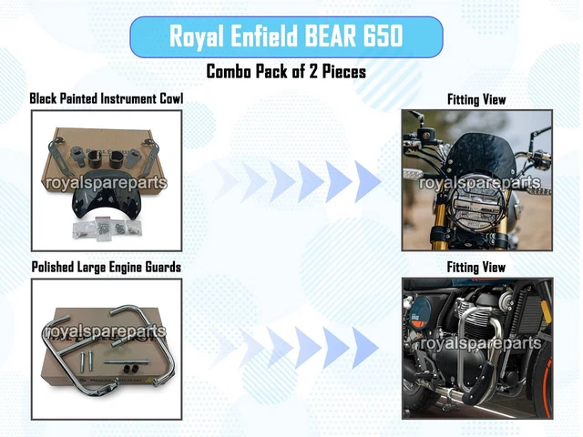 GENUINE ROYAL ENFIELD "BEAR 650" Instrument Cowl & Engine Guard ...