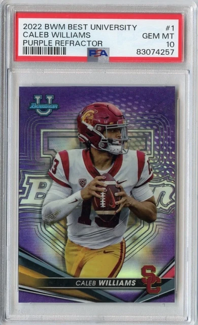 2022 BOWMAN BEST University Caleb Williams recrue violette / 250 #1 PSA ...