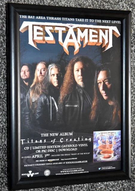 TESTAMENT BAND FRAMED A4 2020 titans of creation ALBUM Original promo ...