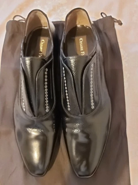 BRAND NEW CESARE Paciotti men shoe in glossy black leather with ...