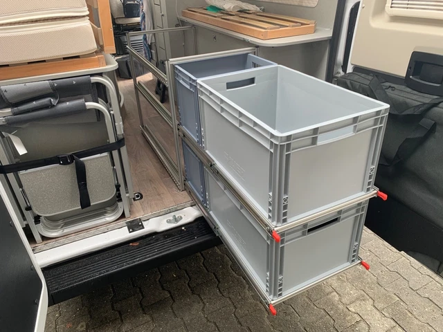 KASTENWAGEN REGALSYSTEM AUSZUGSSYSTEM Regal Heckgarage Eurobox Camper ...