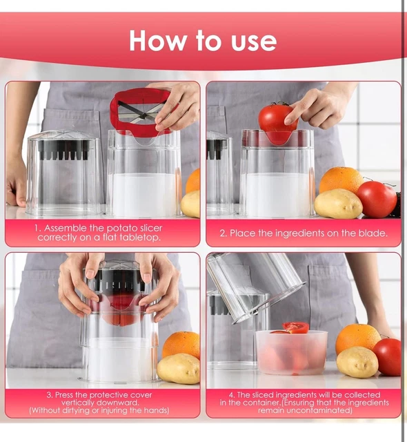 CHIP CUTTER Potato Chipper with 2 Stainless Steel Blades Slicers Cut ...