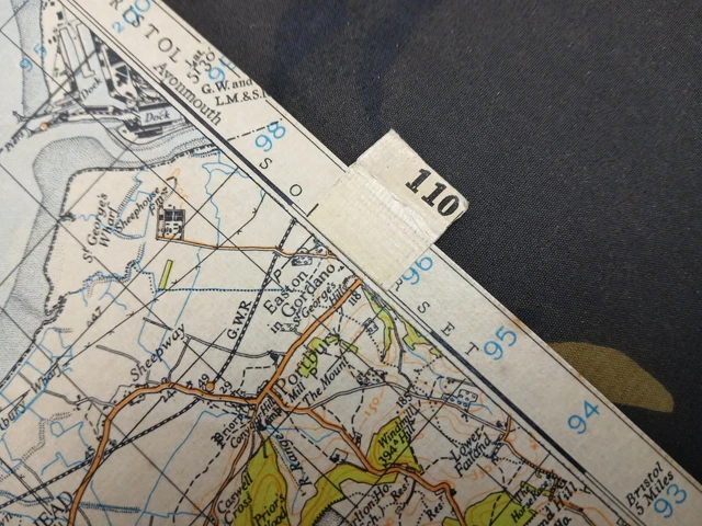 RARE WW2 BRITISH ARMY MAP FOR USE IN TANKS (CARDIFF and WESTON-SUPER ...