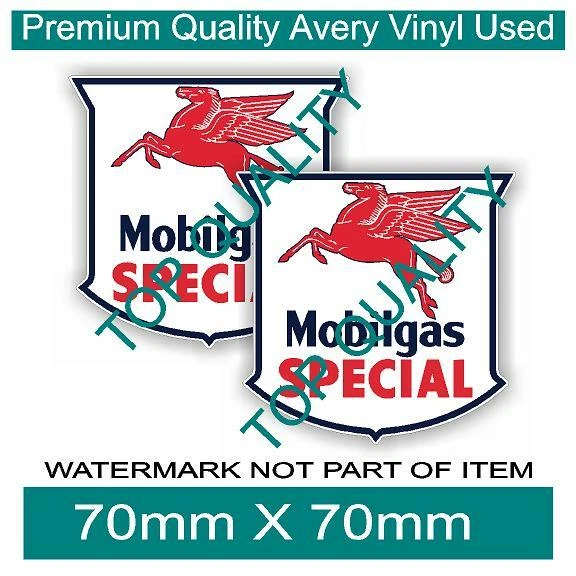 VINTAGE MOBIL GAS SPECIAL Decal Sticker Vintage Americana HotRod Bowser ...