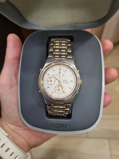 SEIKO CHRONOGRAPH WATCH, Used, Original box, Gold and silver, Quartz ...