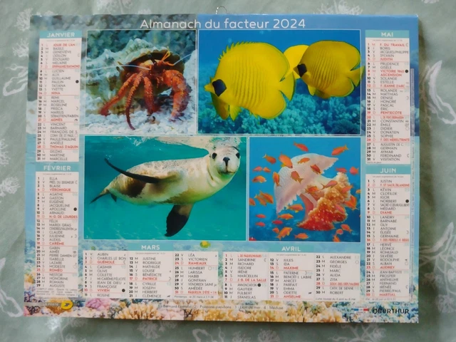 CALENDRIER LA POSTE 2024. Almanach du Facteur.Animaux Marins EUR 7,00 ...