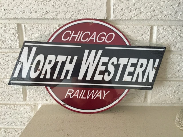 CHICAGO NORTHWESTERN RAILWAY Logo Heavy Steel Sign Size 14" x 8.5" New ...