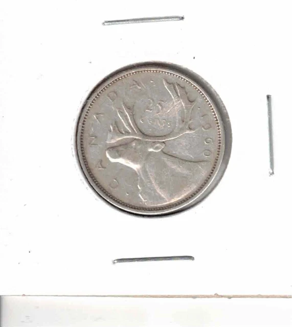 1960 CANADA QUEEN Elizabeth II quarter dollar 25 cent silver coin .800 ...