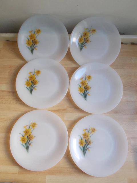 6 ASSIETTES PLATES Arcopal vintage décor jonquilles EUR 18,00 - PicClick FR