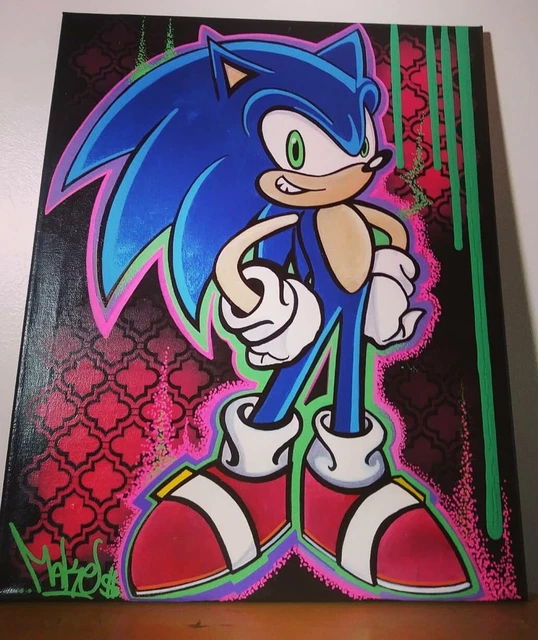 SONIC THE HEDGEHOG Original Animated Pop Art Painting! Graffiti NYC. 1 ...