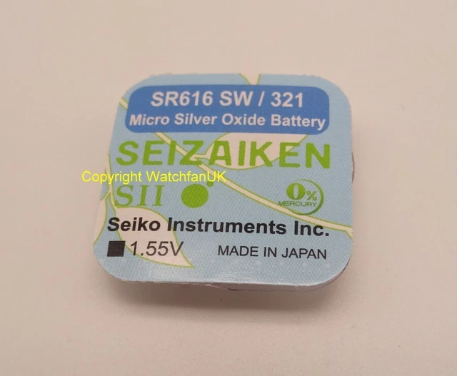 1 X SR616 SR616SW 321 Silver Oxide Battery 1.55V Fits Many Seiko Etc £5 ...