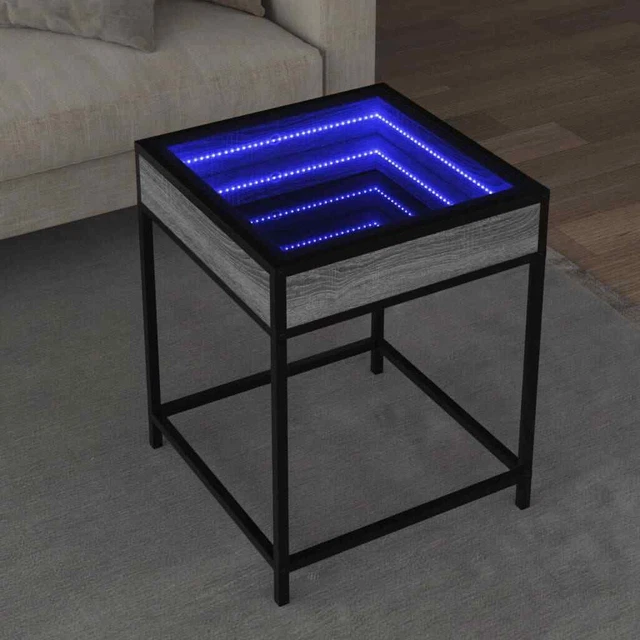 TABLE BASSE AVEC LED Infinity sonoma gris 40x40x51 cm EUR 160,82 ...