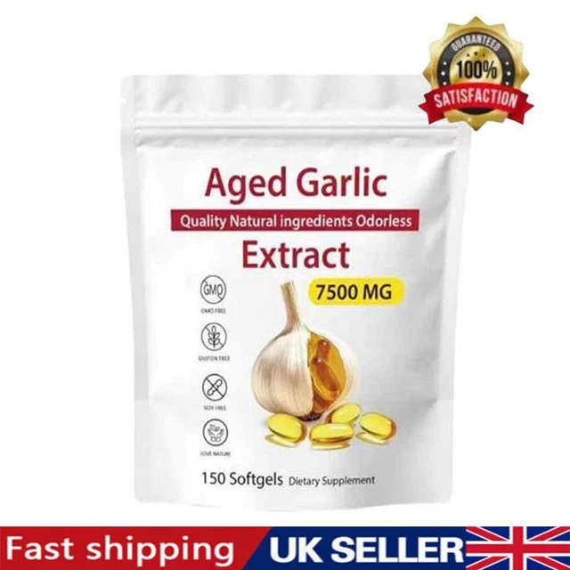 AGED GARLIC EXTRACT 7500mg - 150/300 Softgels - Odorless - Heart Immune ...