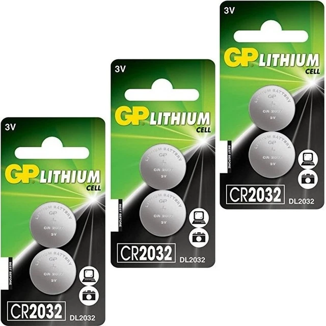 6 X GP CR2032 Lithium Batteries 3V Coin Cell - DL2032 2032 BR2032 Long Expiry £4.89 - PicClick UK