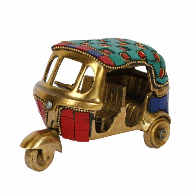 BRASS AUTO RICKSHAW Passenger Tempo Model Tuk Handicraft Collectible ...