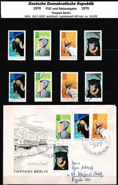 DDR 1970 MINR: 1617-1620 postfrische gestempelte Ausgabe mit FDC ...