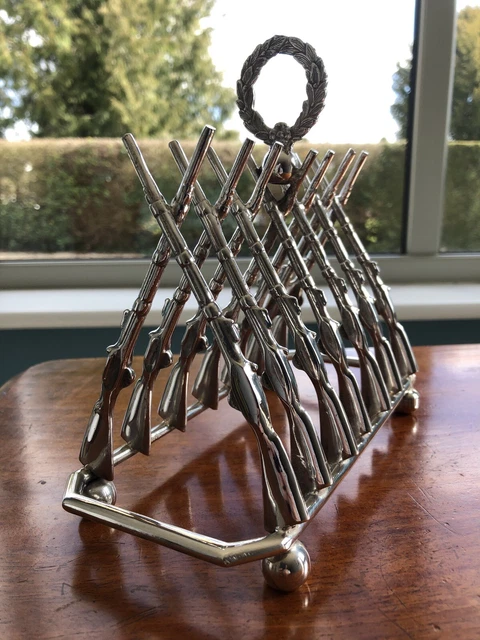 ANTIQUE SILVER PLATE Rifle & Laurel Wreath Toast / Letter Rack £199.00 ...
