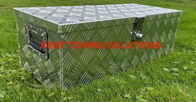 NEW LARGE ALUMINIUM Chequer Plate Toolbox Lockable with Handles ...