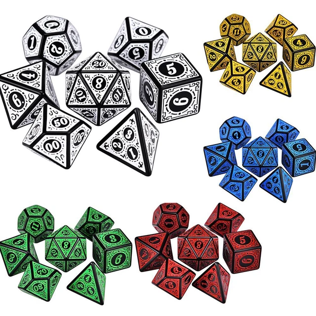 D12 D20 7-DIE Polyhedral For TRPG DND Game Accessory Glitter Dice Set ...