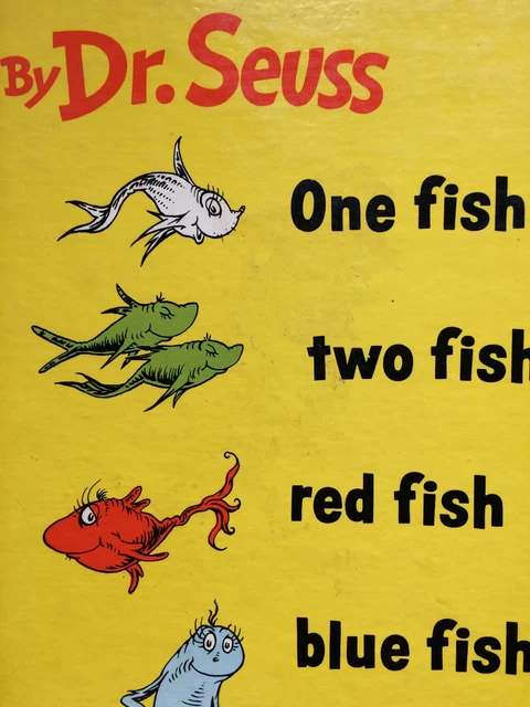 ONE FISH TWO Fish Red Fish Blue Fish by Dr Seuss vintage 1960 early ...