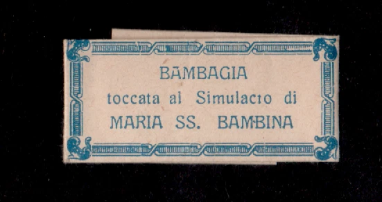 SANTINO ANTICO HOLY Card RELIQUIA RELIC BAMBAGIA MARIA SS. BAMBINA EUR ...