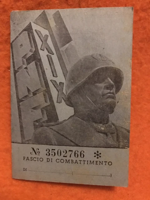 TESSERA FASCISTA WW2 REI Fascismo Regio Esercito Fascio Ond Dux ...
