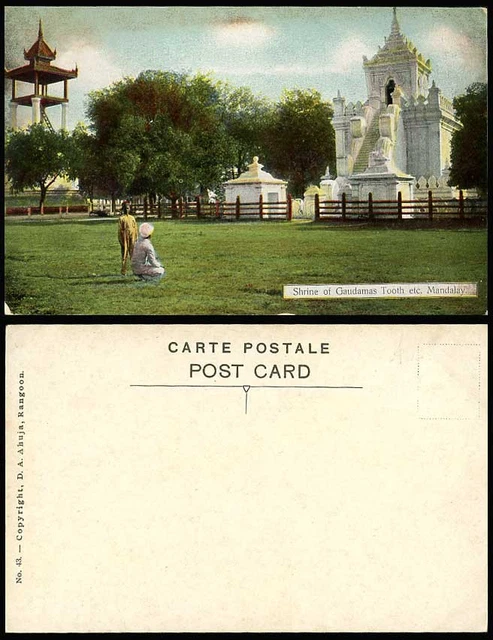 BURMA OLD COLOUR Postcard Temple Shrine of Gaudamas Tooth etc Mandalay ...