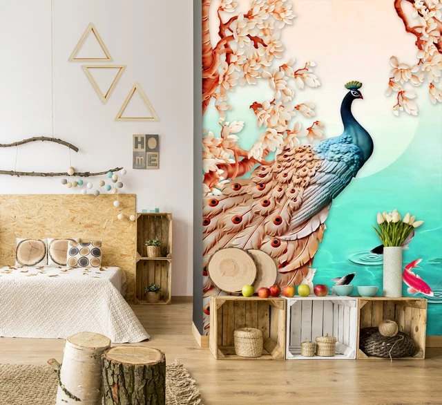 3D ELEGANT PEACOCK 1201 Wallpaper Mural Paper Wall Print Indoor Murals ...