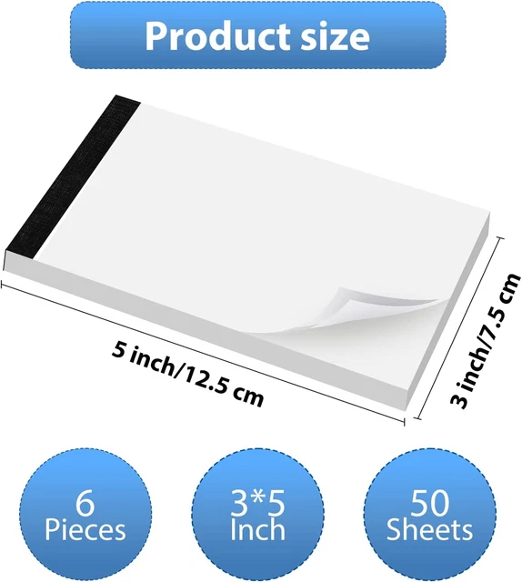 50 SHEETS BLANK Notepads 3X5 Inch for Students and Teacher Small ...