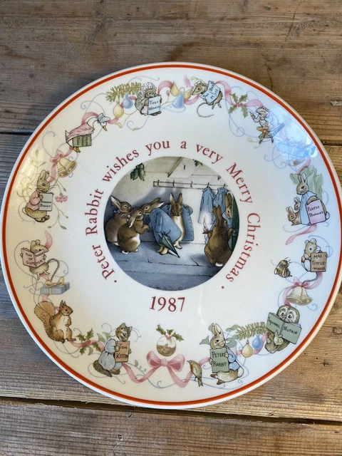 PETER RABBIT WEDGWOOD Merry Christmas 1987 Plate 8” £19.99 - PicClick UK