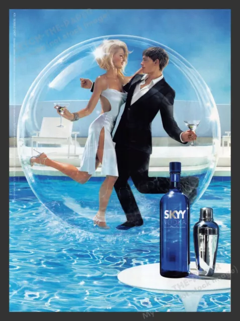 SKYY VODKA #35 "Bubble Over" Sexy Girl Pool 2000s Print Advertisement ...