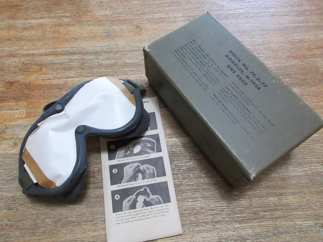 US ARMY TANKER Goggles M-1944 Panzerbrille WK2 WWII D-Day Stock No 74-G ...