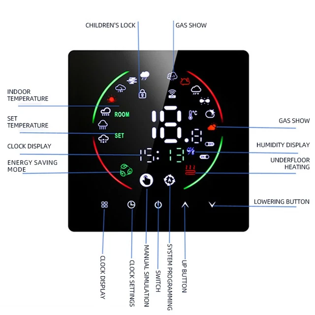 1 SMART THERMOSTAT For Home 3A Water Heating Weekly Programmable ...