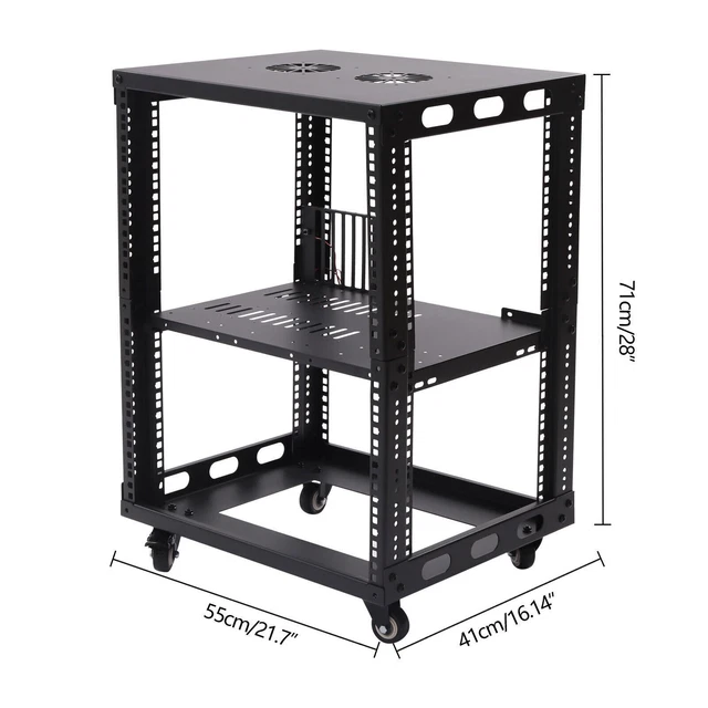 OPEN FRAME SERVER Rack Network Server Rack Black 12U 4 Post Relay Rack ...
