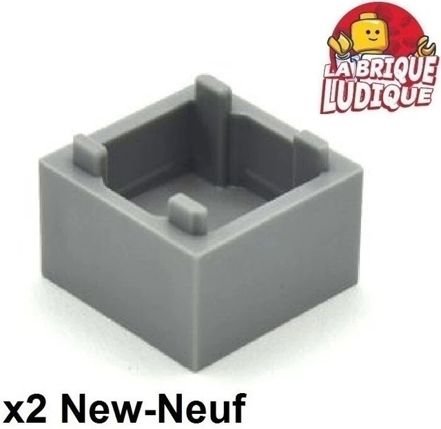 LEGO 2X CONTAINER coffre box caisse 2x2x1 raised gris/light bluish gray ...
