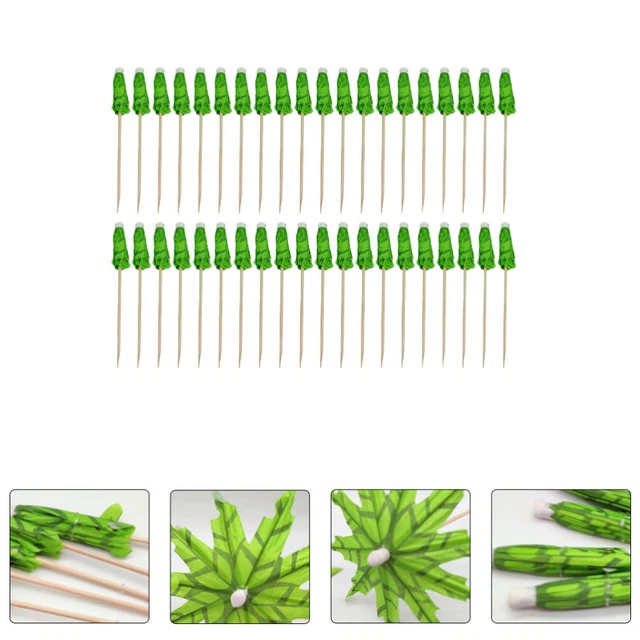 40 PCS FRUIT Toothpick Tropical Coconut Palm Paper Umbrella for Drinks ...