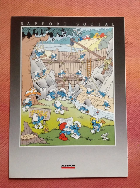 PEYO SCHTROUMPFS PLAQUETTE Rapport Social ,Dépliant en 3 parties ©.1986 ...