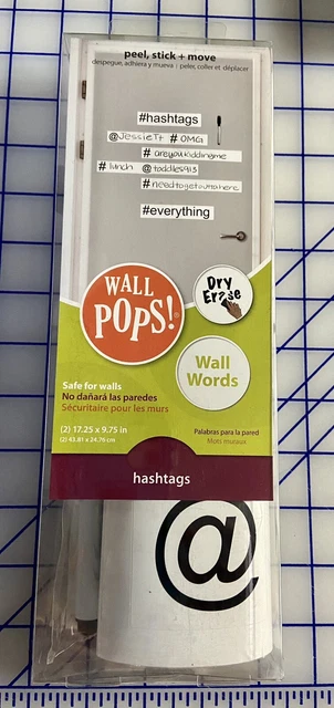 WALL POPS - DRY ERASE - Wall Words - "HASHTAGS" - Peel & stick ...