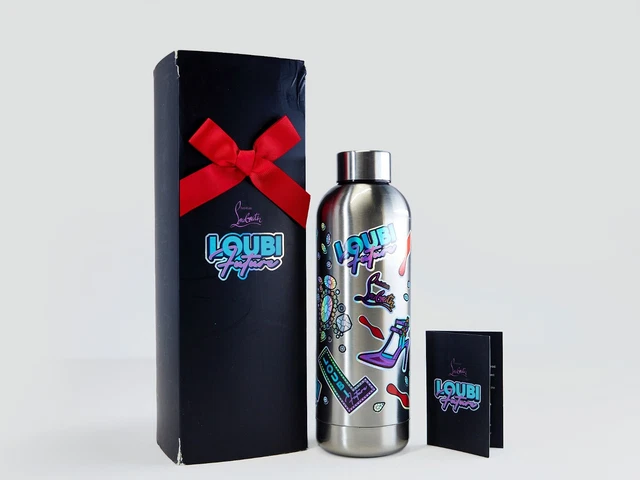 CHRISTIAN LOUBOUTIN STAINLESS Steel Water Bottle SUPER RARE Loubi ...
