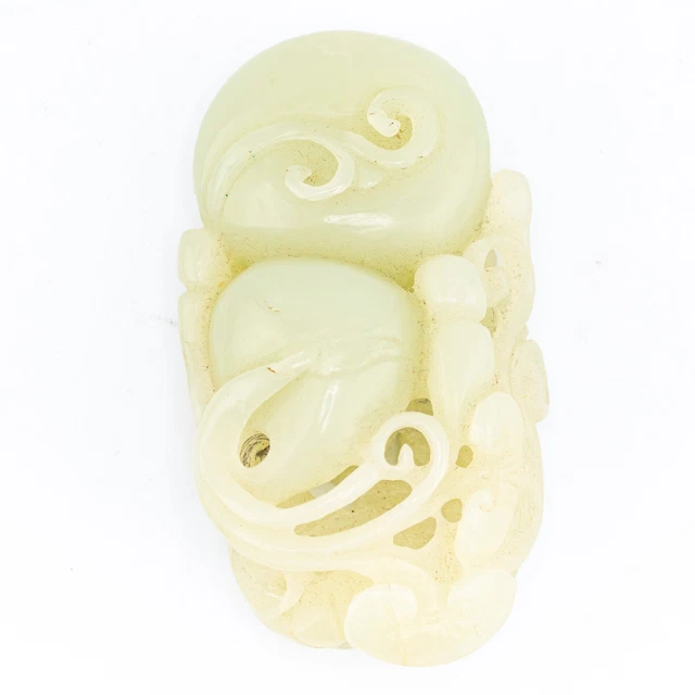 CHINESE JADE GUANGXU Carving Double Gourd Lingzhi Qing Dynasty 19th ...