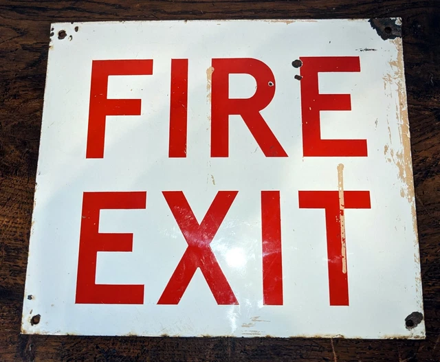 VINTAGE ORIGINAL ENAMELLED Fire Exit Sign. Circa 1930s £200.40 ...