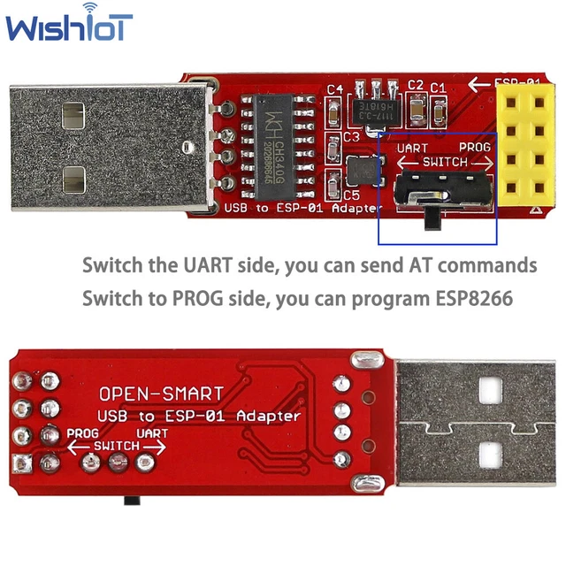 ESP-01S PROGRAMMER USB to ESP8266 Adapter Wireless WiFi Module UART ...