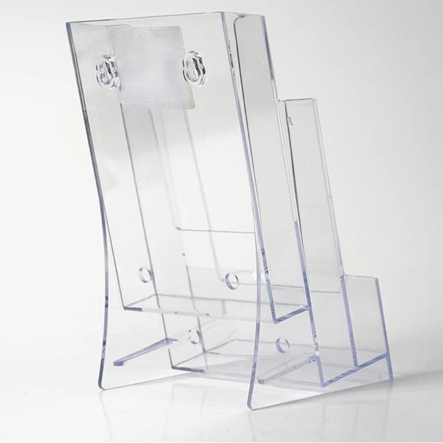3 GRIDS CLEAR Business Card Holder Brochure Stand Pamphlet Desk Display ...