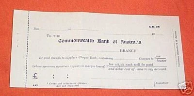 COMMONWEALTH BANK OF Aust. Check / Cheque Request Form $12.00 - PicClick AU