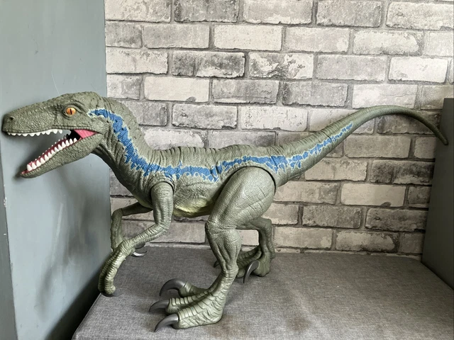 JURASSIC WORLD Dinosaur SUPER COLOSSAL Velociraptor Blue Figure Large ...