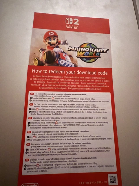 MARIO KART WORLD Code, Nintendo Switch 2 £31.88 - PicClick UK
