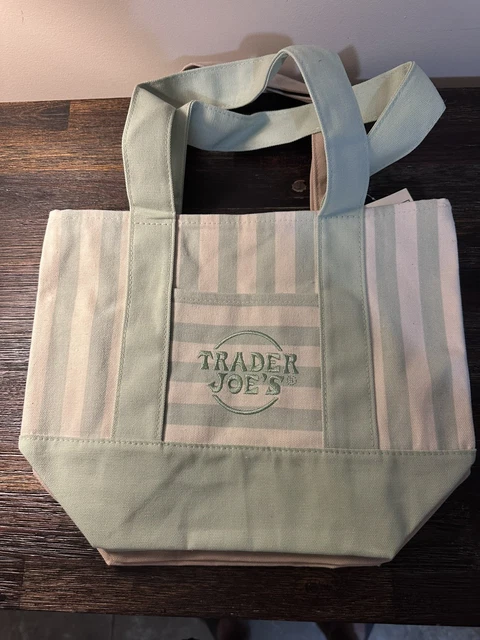 4 TRADER JOE’S Limited Edition 2026 Drop Mini Stripe Canvas Tote Bag ...