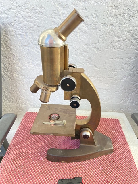 TRÈS GRAND MICROSCOPE ancien laiton 7 kilos EUR 95,00 - PicClick FR