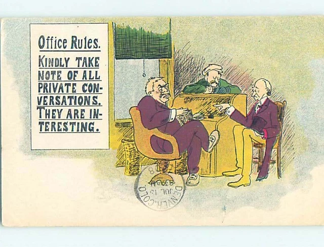 PRE-LINEN COMIC OFFICE RULES - TAKE NOTE OF PRIVATE CONVERSATIONS ...