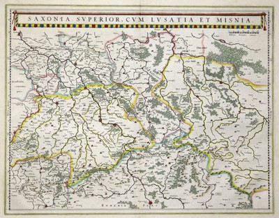 SASSONIA LAUSITZ ORIGINALE Incisione Cartina Geografica Blaeu 1642 EUR ...